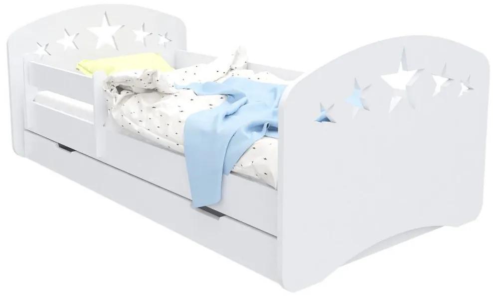 Dětská postel se šuplíkem 160x80 cm s výřezem HVĚZDIČKY + matrace ZDARMA!