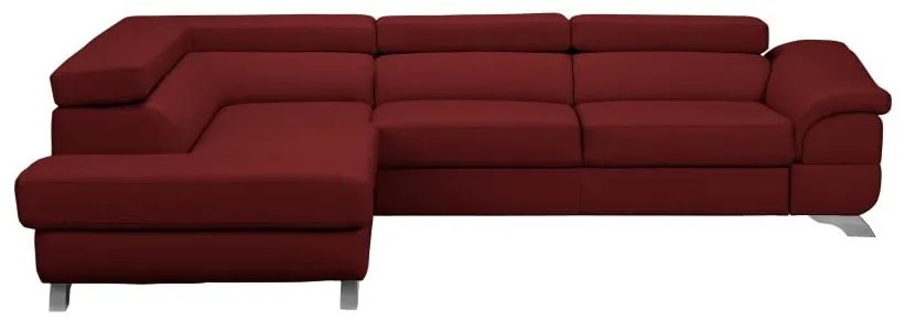 Červená rozkládací rohová pohovka koženkového vzhledu Windsor & Co Sofas Gamma, levý roh