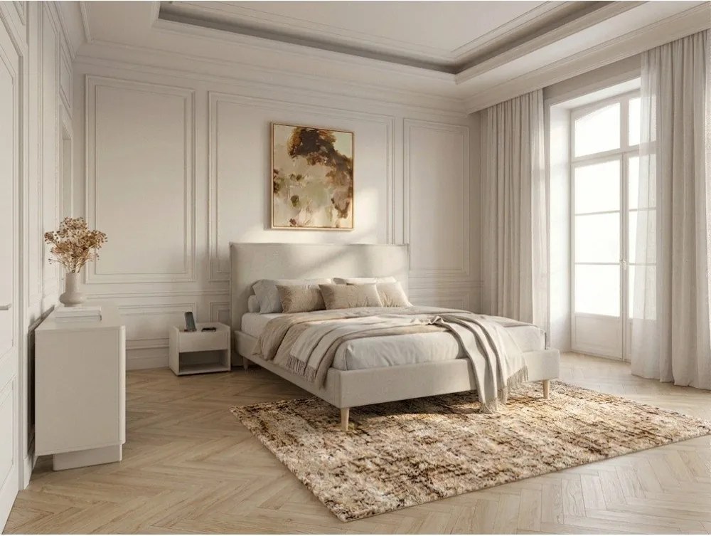 Béžová čalouněná dvoulůžková postel s roštem 180x200 cm Sary – Bobochic Paris
