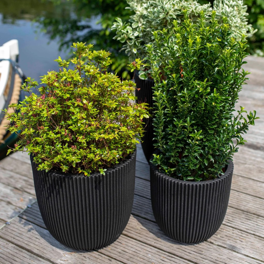 Capi Nature Groove Planter Ball Intense Black Ø 17 cm / V 15 cm