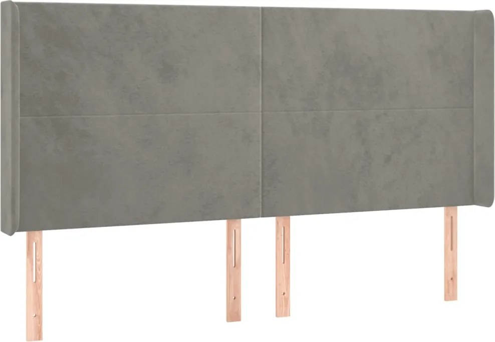 Box spring postel s matrací a LED světle šedá 200x200 cm samet 3139463