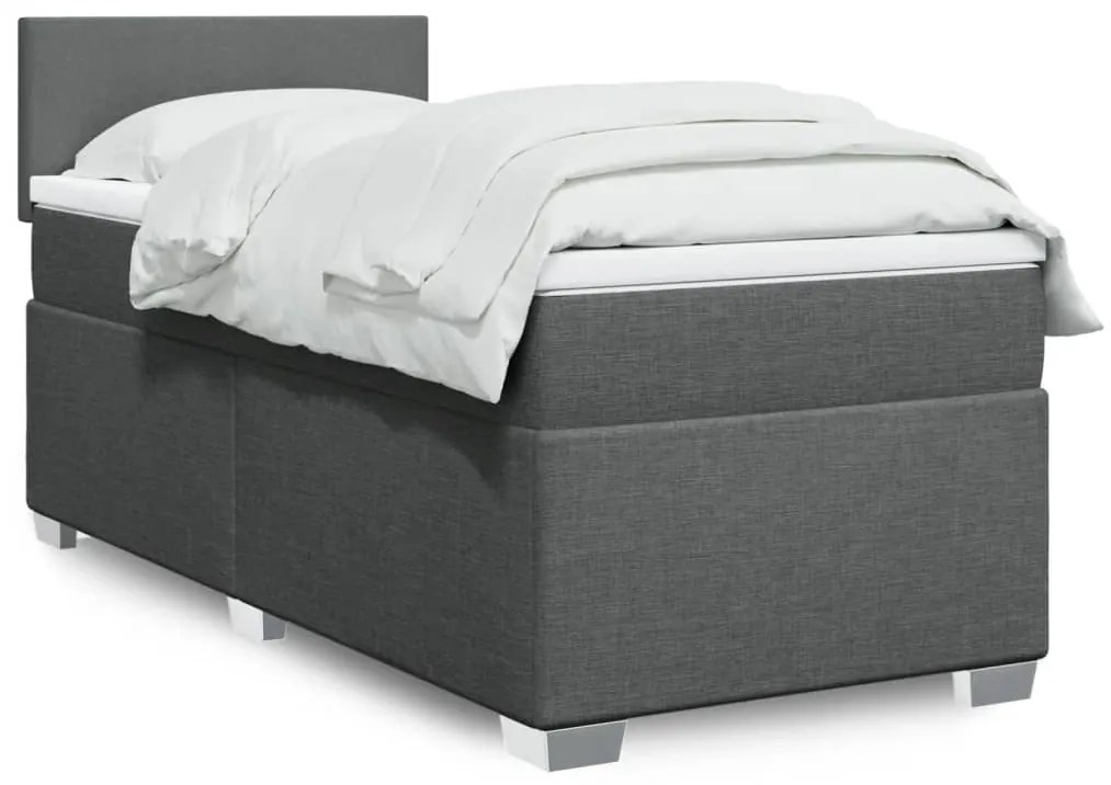 Box spring postel s matrací tmavě šedá 90x200 cm textil 3288065