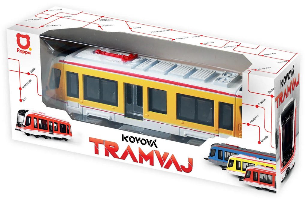 Kovová tramvaj žlutá 20 cm