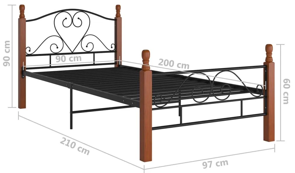 Rám postele černý kov 90 x 200 cm,  324932