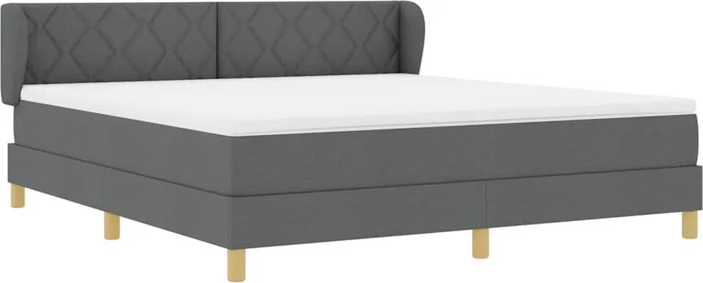 Postel s boxspringem s čelo Tmavě šedá 180 x 200 cm textil 3340291