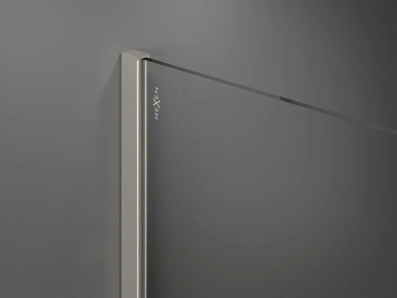 Mexen Kioto, sprchová zástěna Walk-In 140 x 200 cm, 8mm sklo vzor zrcadlo, broušená ocel profil, 800-140-101-97-50