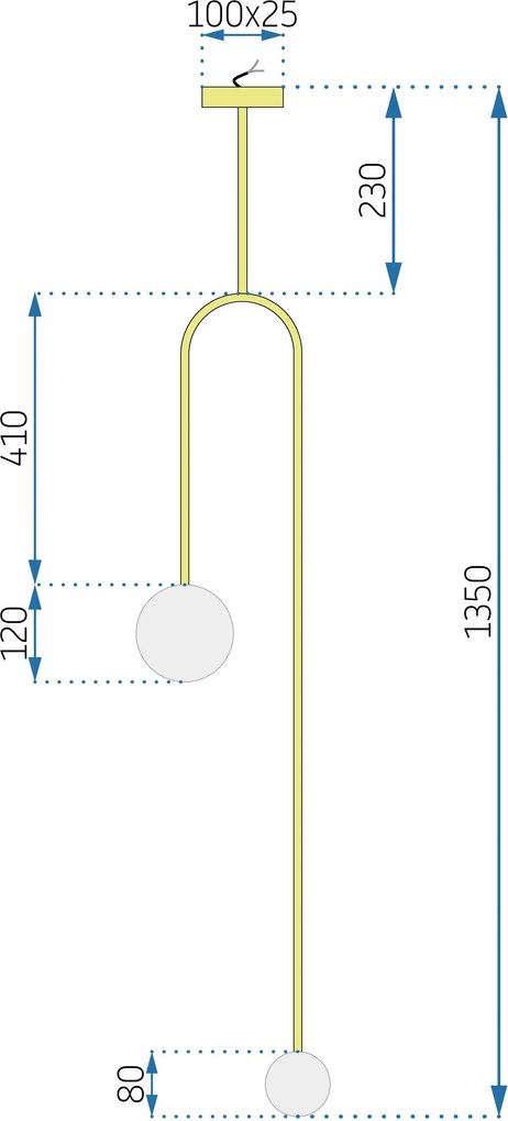 Toolight, závěsné svítidlo 2xG9 APP964-2CP, zlatá, OSW-04049
