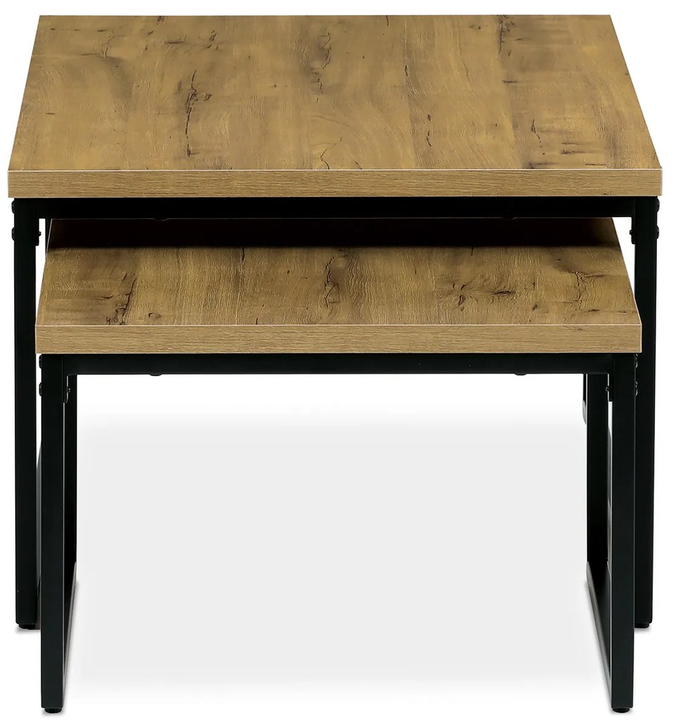 Sada 2 konferenčních stolů, MDF deska s dekorem divoký dub, černý kov. - CT-619 OAK