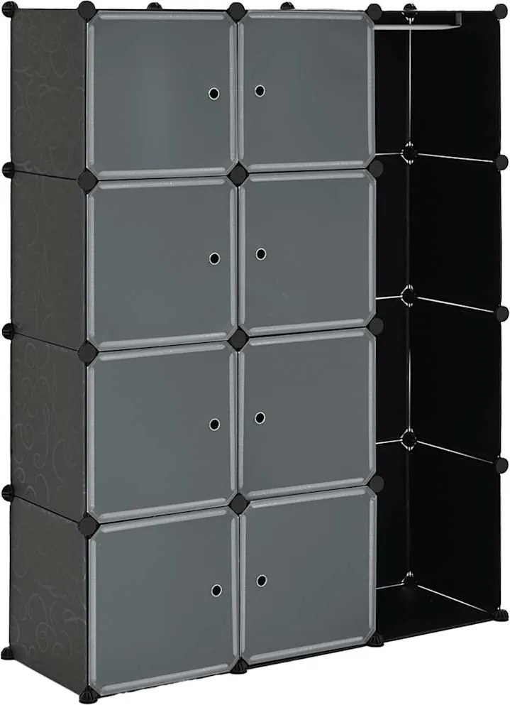 Modulární skříň s 9 přihrádkami 109x36,5x143 cm černobílá 240497