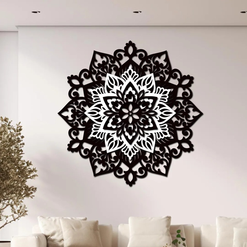 dřevo života 3 vrstvá mandala na zeď Inspirativní energie Rozměry Ø (cm): 80, Zvolte barevný dekor: bílá-černá