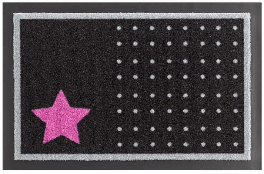 Rohožka Hanse Home Star and Dots Black and Pink, 40 x 60 cm