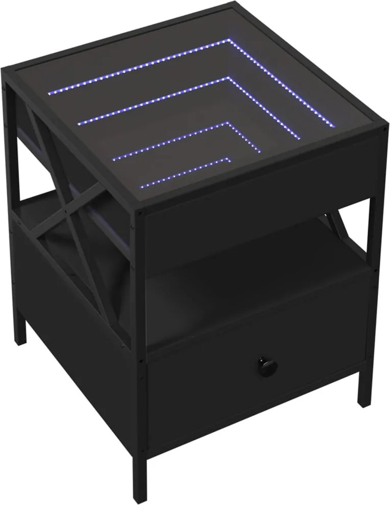 Noční stolek s Infinity LED černý 40 x 40 x 51 cm 3284101