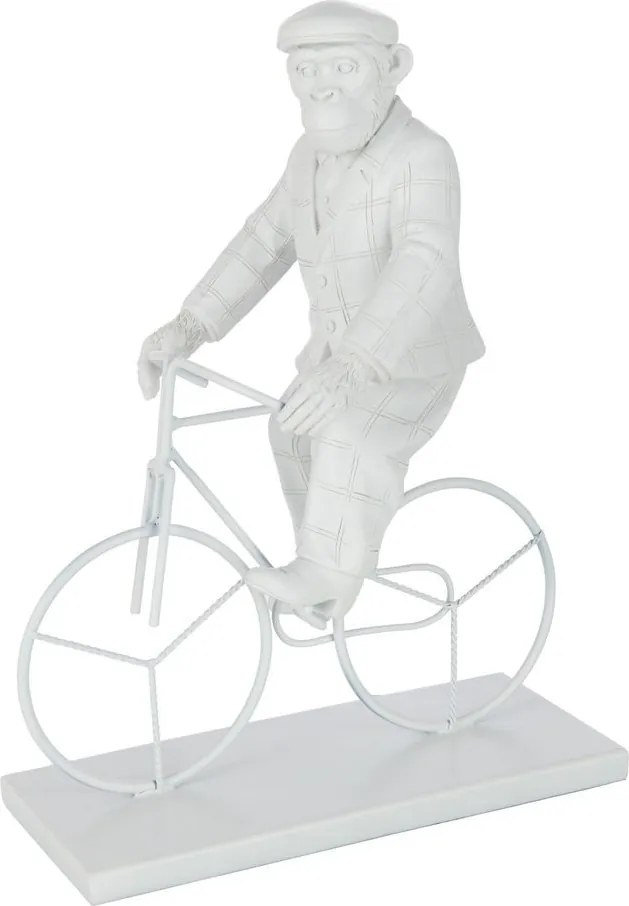 Bílá dekorativní soška opice na kole Monkey Bike - 25*13*33 cm