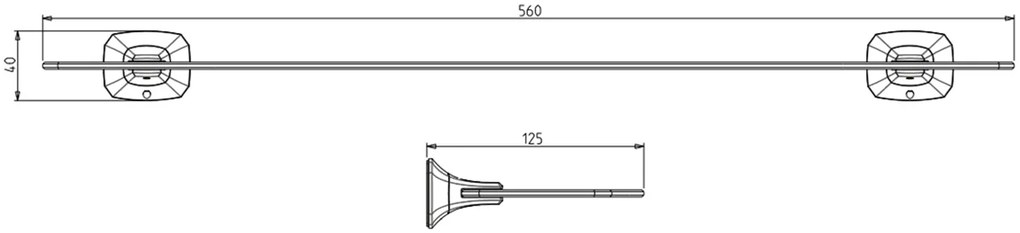Sapho, AIDA police 560x125mm, chrom/sklo satin, AI015
