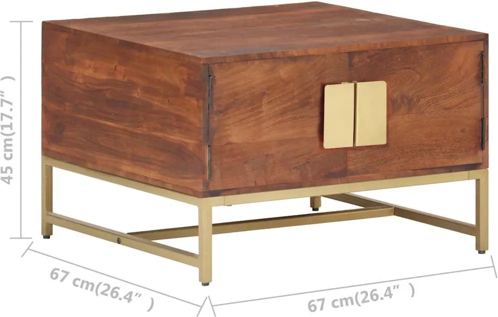 Konferenční stolek medově hnědý 67 x 67 x 45 cm masivní akácie 320376