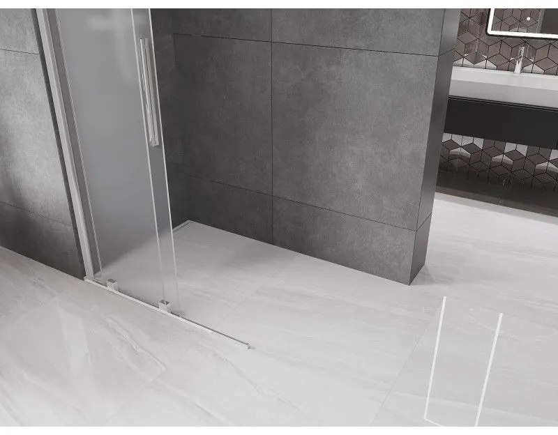 Mexen Velar, sprchová zástěna s posuvnými dveřmi Walk-in 100 x 200 cm, 8mm sklo námraza, chromová, 871-100-000-33-01