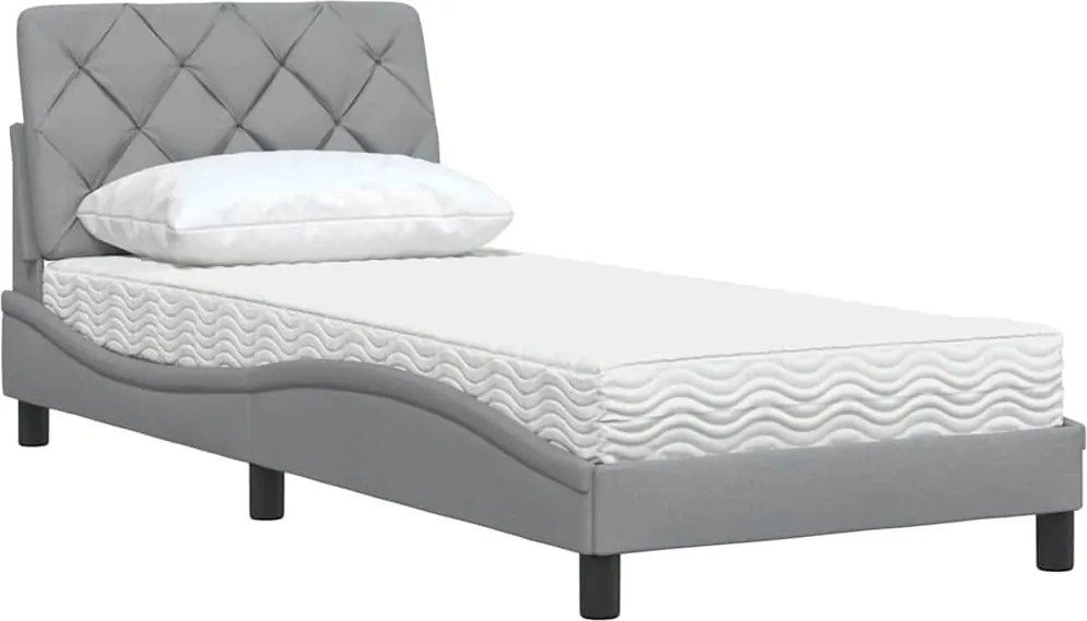 Postel s matrací světle šedá 90 x 200 cm textil 3310713