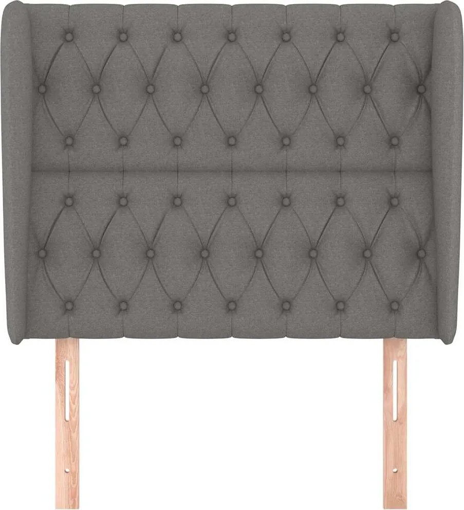 Čelo postele typu ušák tmavě šedé 103x23x118/128 cm textil 3118283