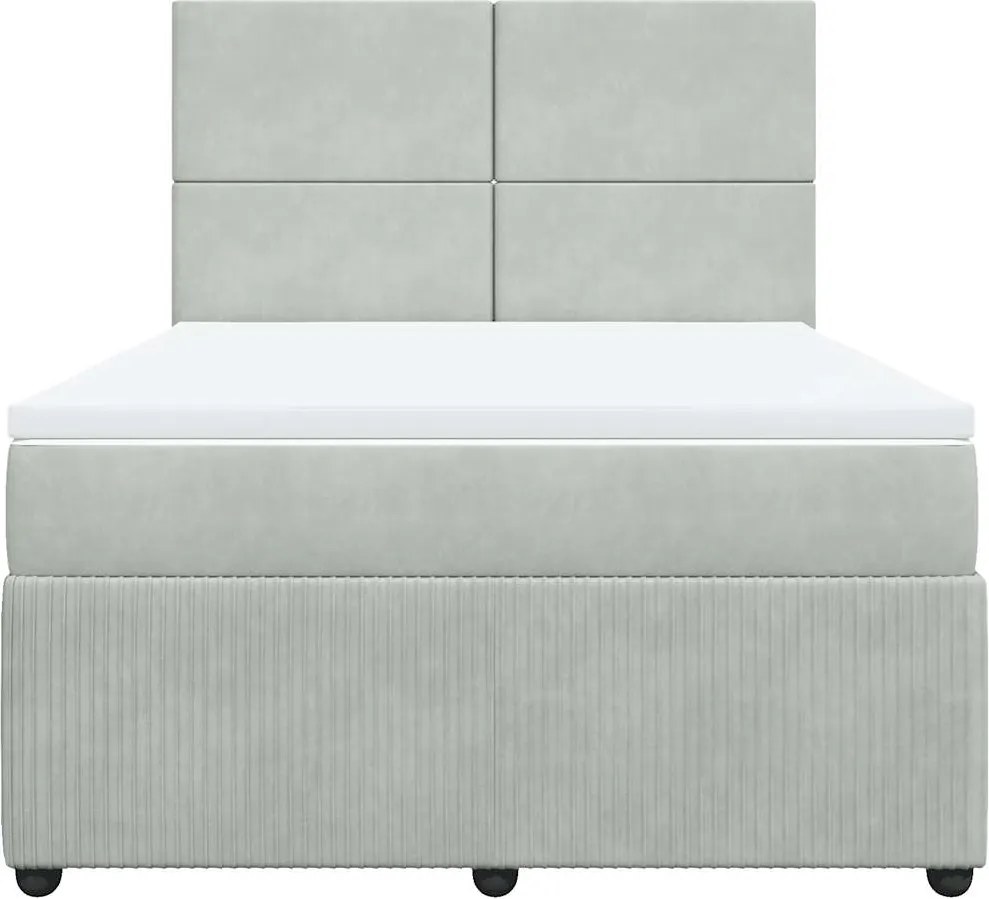 Box spring postel s matrací světle šedá 160x200 cm samet 3294676