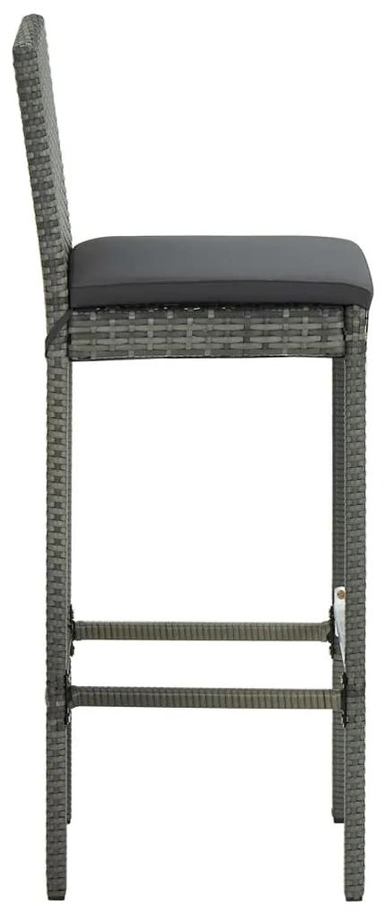 vidaXL Zahradní barové stoličky s poduškami 2 ks šedé polyratan