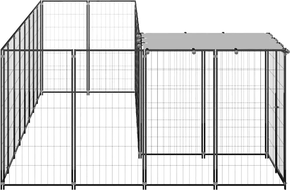 Psí kotec černý 6,05 m² ocel 3082225