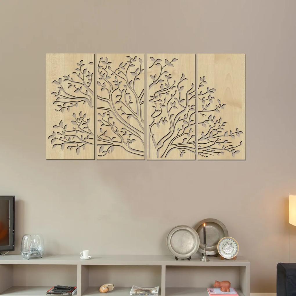 dřevo života 4 dílný dřevěný listnatný strom Barevný vzor: Bílá, Rozměry (cm): 120x66