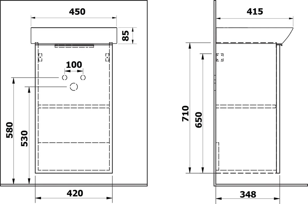 Bruckner Neon umyvadlová skříňka 42 x 71 x 35 cm s umyvadlem bílá 501.111.0 Koupelny Bernold