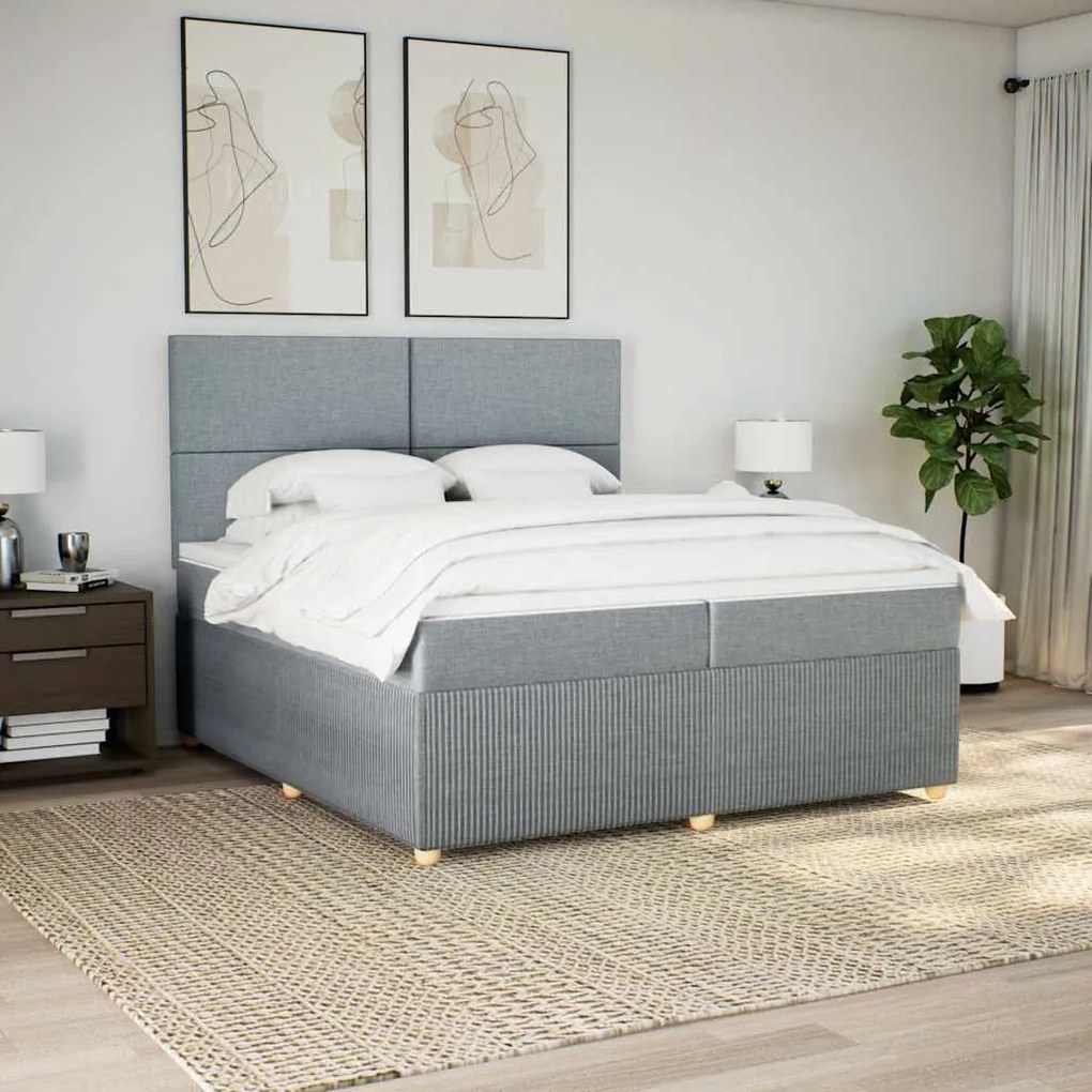 Box spring postel s matrací světle šedá 200 x 200 cm textil 3292156