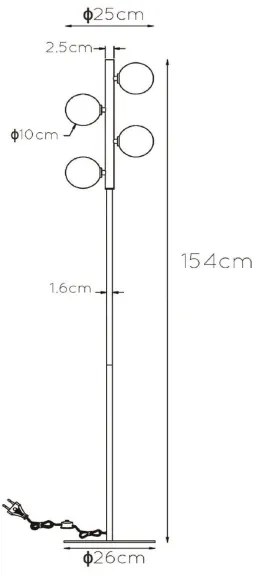 Lucide 45774/04/02 - Stojací lampa TYCHO 4xG9/28W/230V zlatá