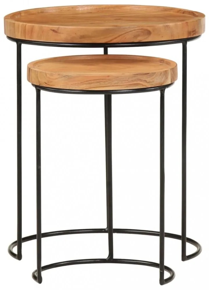 Odkládací stolek 2 ks dřevo / kov Dekorhome Akácie
