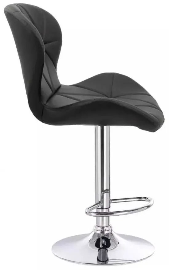 LuxuryForm DESIGN Barová židle LIVIO na stříbrné kulaté podstavě - černá