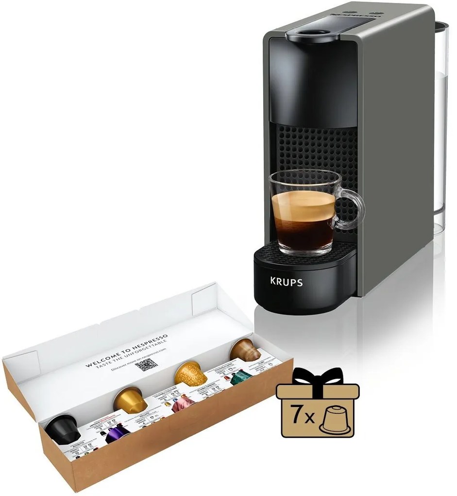 Kávovar na kapsle nespresso krups essenza mini intense grey xn110b