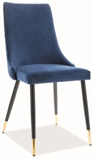 Jídelní čalouněná židle NOPI velvet modrá/černá/zlatá