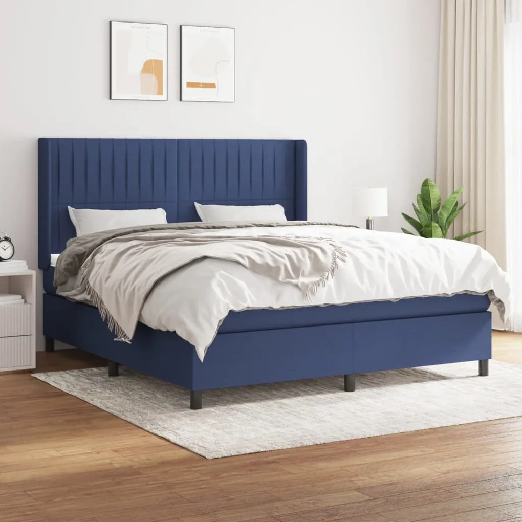 Box spring postel s matrací modrá 180x200 cm textil 3131615