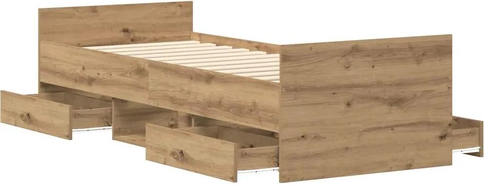 Rám postele bez matrace Řemeslnický dub Dřevěné konstrukce 3328804