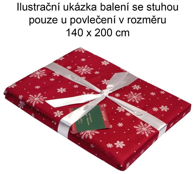 SCANquilt povlečení SATÉN PLUS vločky červenobílá 240 x 200/70 x 90 cm