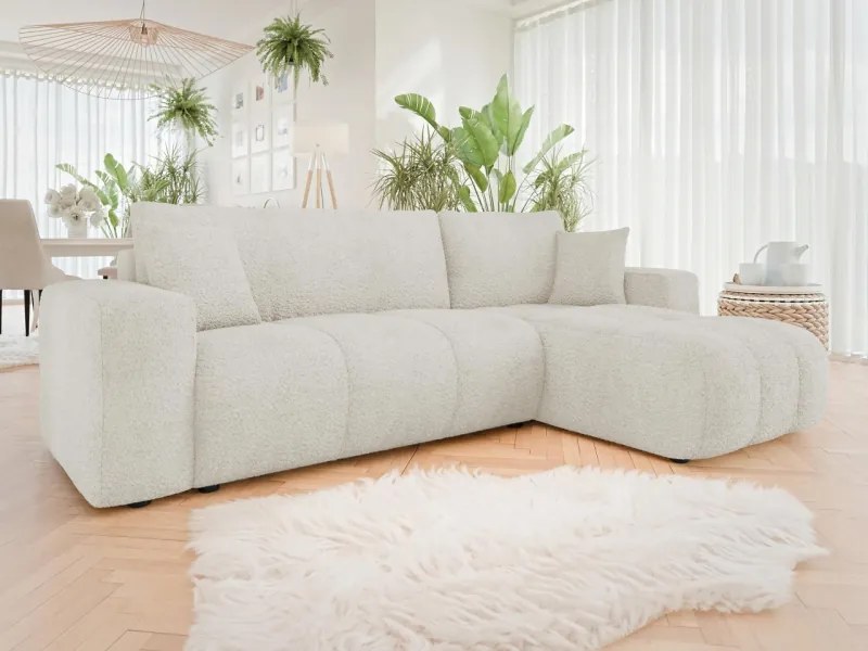 Rohová rozkládací sedačka Larow Boucle, Potah: Coral 75