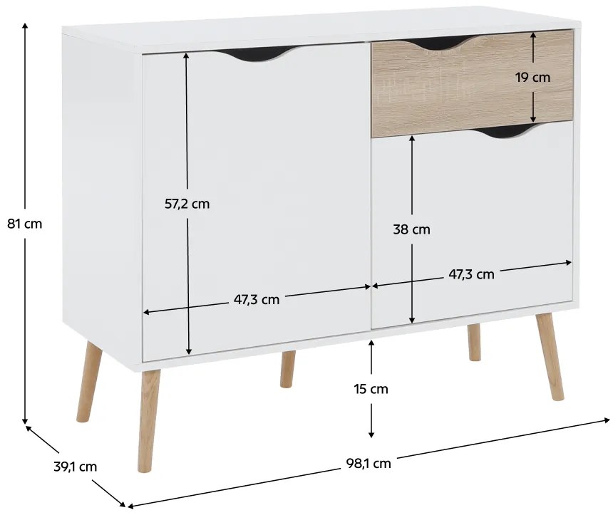 Kondela Komoda, dub sonoma / bílá, OSLO 75387