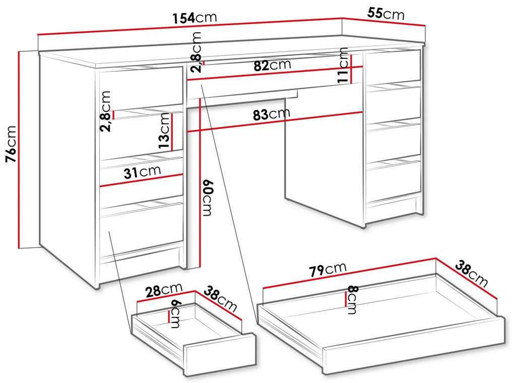 Psací stůl CONALL - pískový béžový