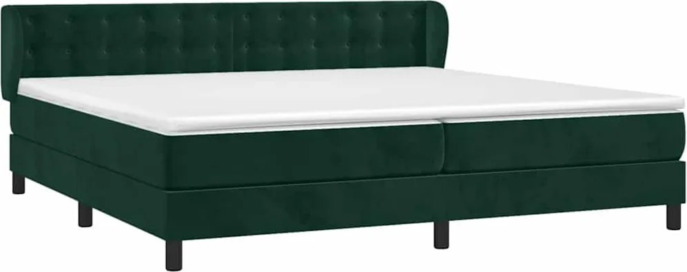 Box spring postel s matrací tmavě zelená 200x200 cm samet 3127754