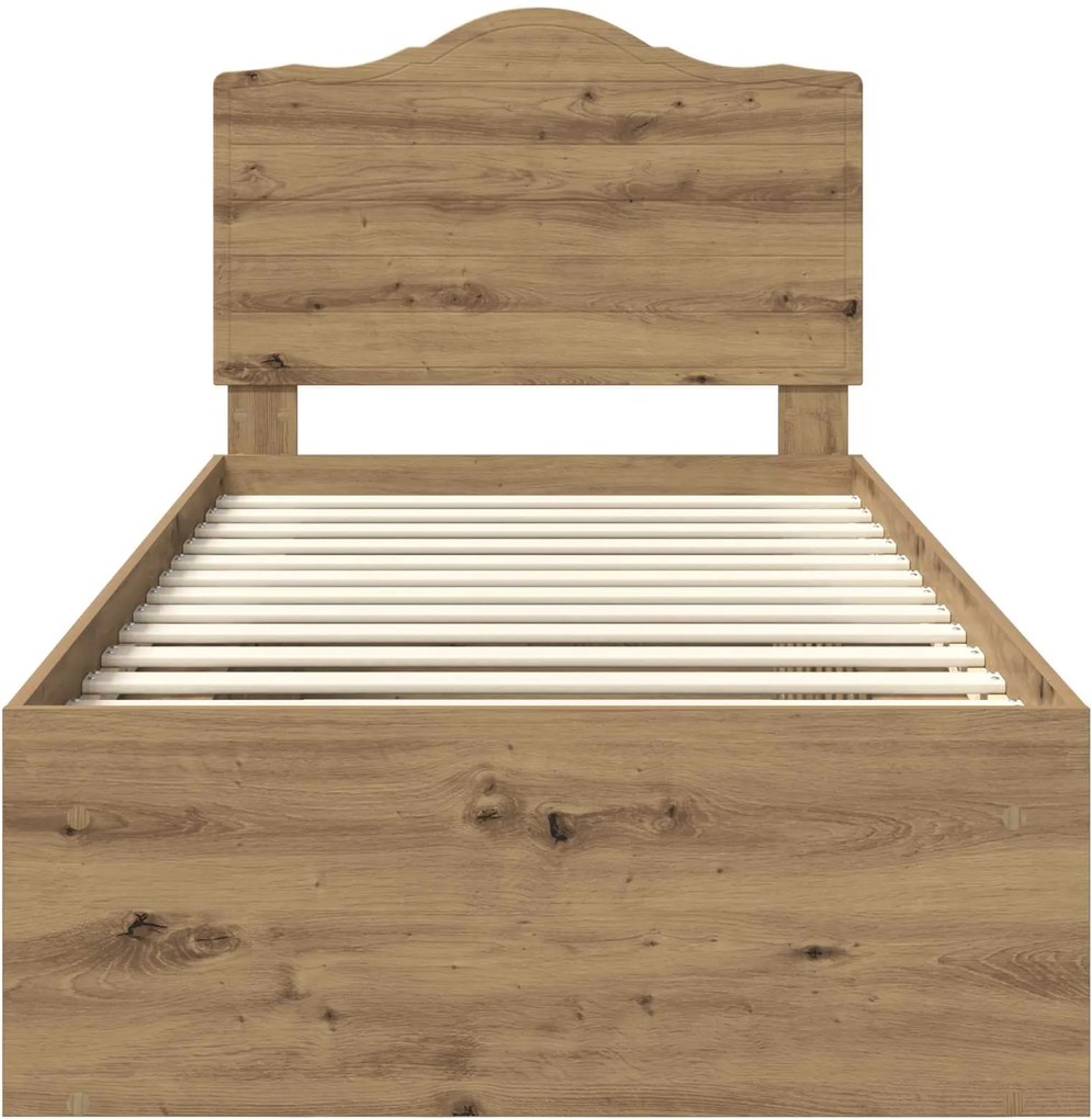 Rám postele Umělecký dub 75 x 190 cm Masivní borové dřevo 3413379