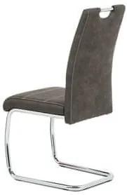 Autronic Moderní jídelní židle Jídelní židle - antracitová látka Cowboy v dekoru broušené kůže, kovová chromovaná podnož (HC-483 GREY3)
