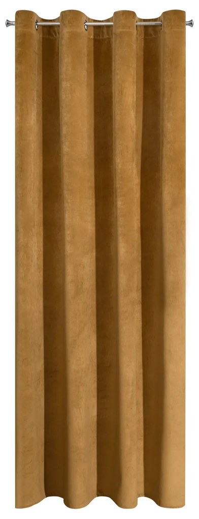 ZATEMŇOVACÍ ZÁVĚS NA KROUŽCÍCH RIA 140X250 CM MEDOVÁ