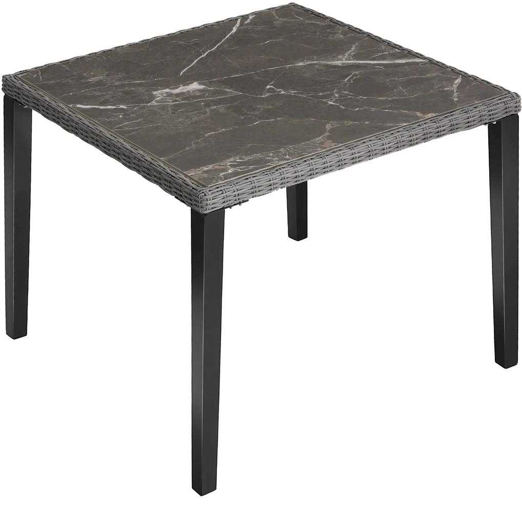 tectake 404802 ratanový stůl tarent 93,5x93,5x75cm - šedá