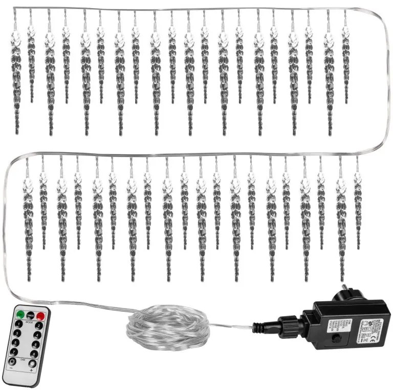 VOLTRONIC® 59790 Vánoční dekorativní osvětlení - rampouchy - 40 LED studená bílá + ovladač