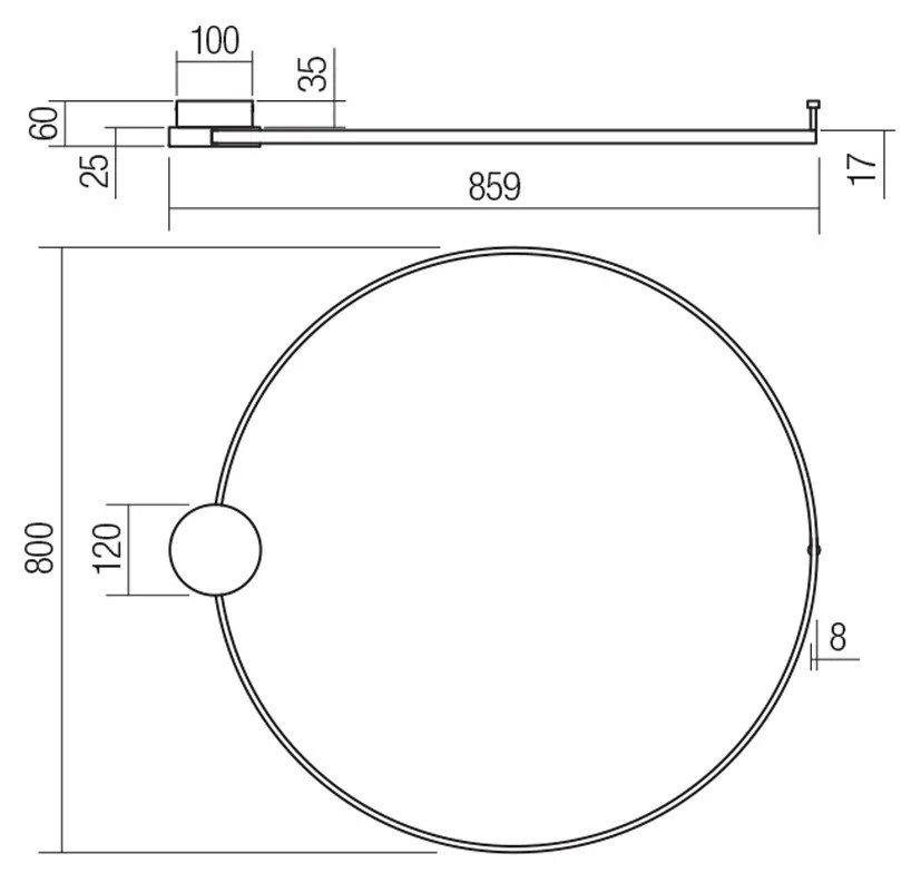 Smarter 01-3104 nástěnné LED svítidlo Atom, pískově černá, mosaz, 23W, 3000K, ø80cm