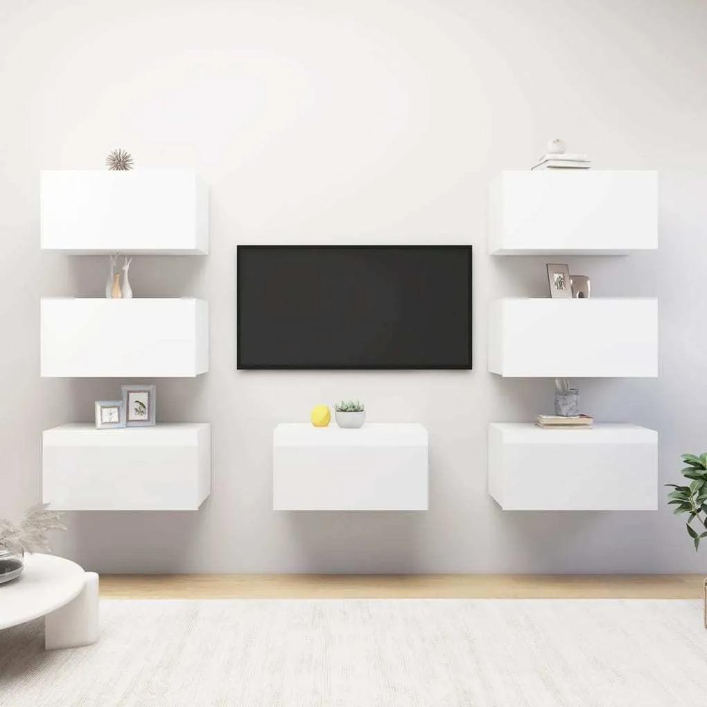 vidaXL TV skříňky 7 ks 30,5 x 30 x 60 cm kompozitní dřevo [3078953] Barva: Bílá