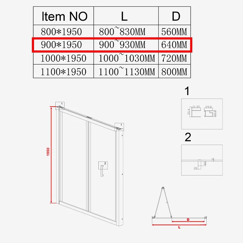 BPS-koupelny Zalamovací posuvné sprchové dveře HYD-DN09B 90 chrom/transparent pro instalaci do niky - bez vaničky