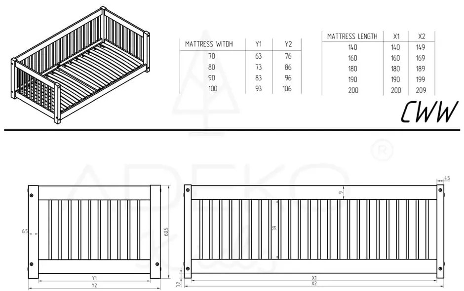 Dětská postel z borovicového dřeva v přírodní barvě 90x200 cm Mila CWW – Adeko