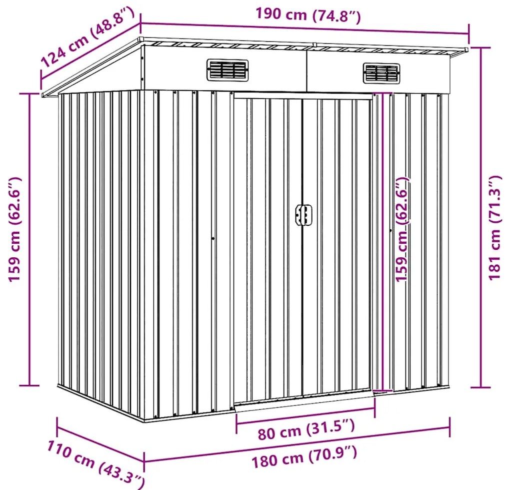 vidaXL Marketos Zahradní domek antracitový ocel